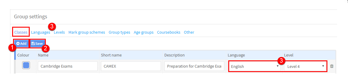 Group Settings | SchoolMate best language school management system